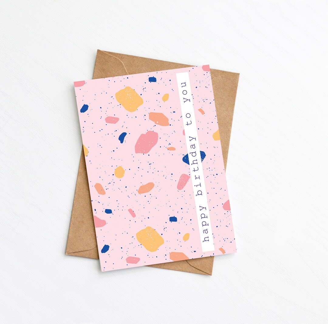 Terrazzo Birthday Card: Modern Plastic-free Design - Etsy UK