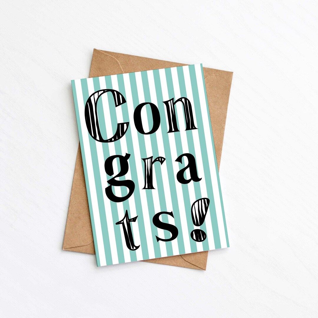 Striped Congrats Card, Congratulations Card, Graduation Card, New Home ...
