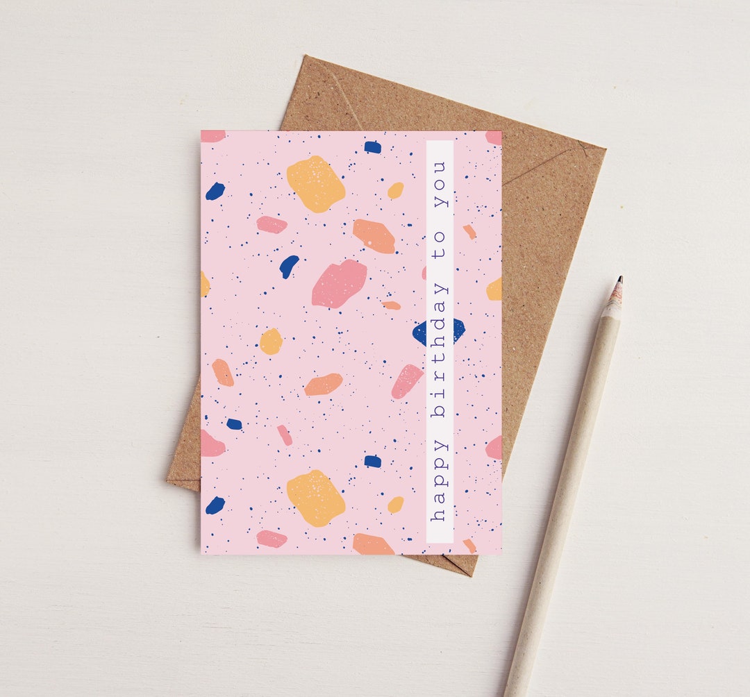 Terrazzo Happy Birthday Card, Modern Birthday Card, Birthday Card for ...