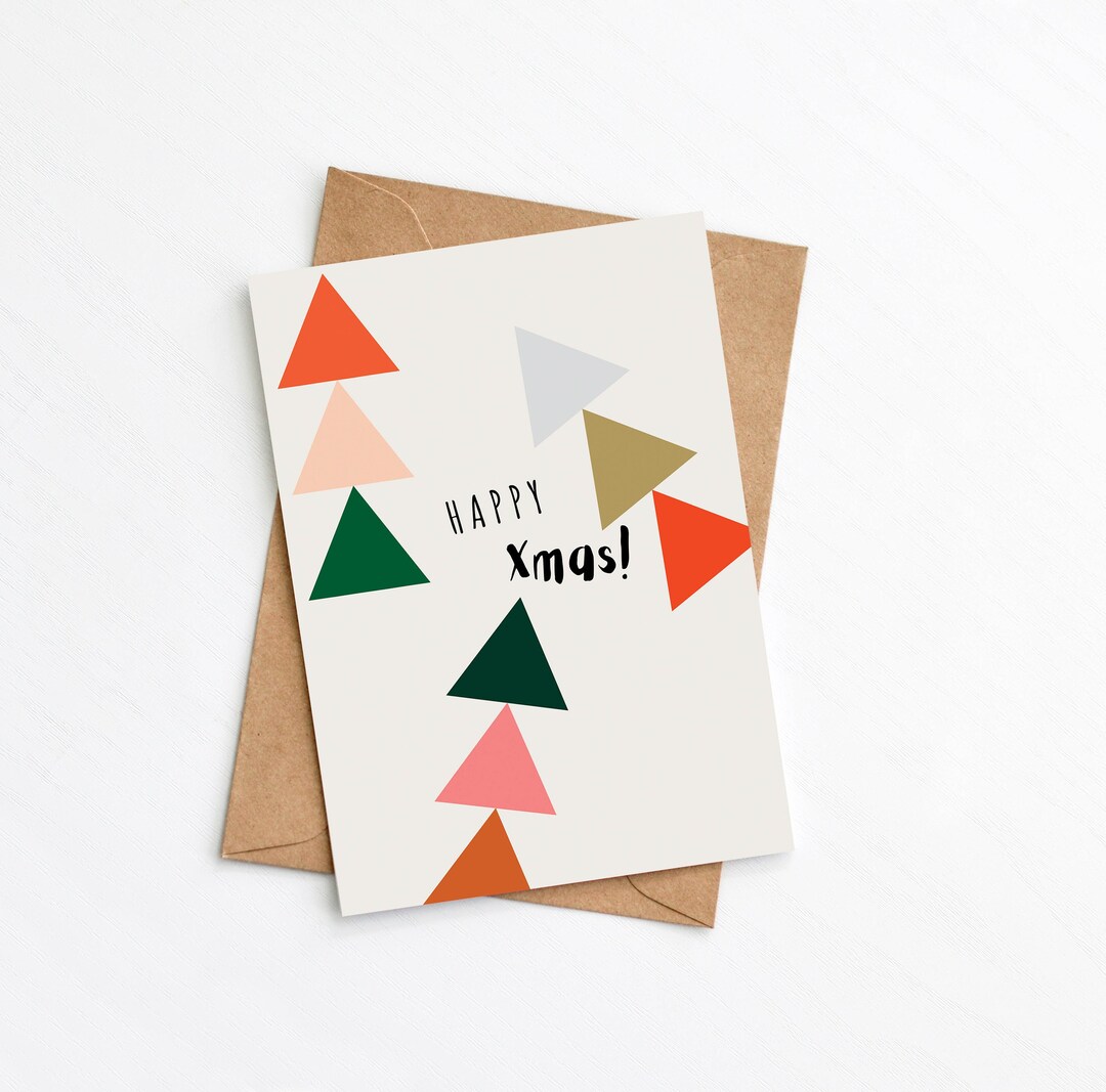Happy Xmas Card, Modern Christmas Card, Luxurious FSC Certified Paper ...