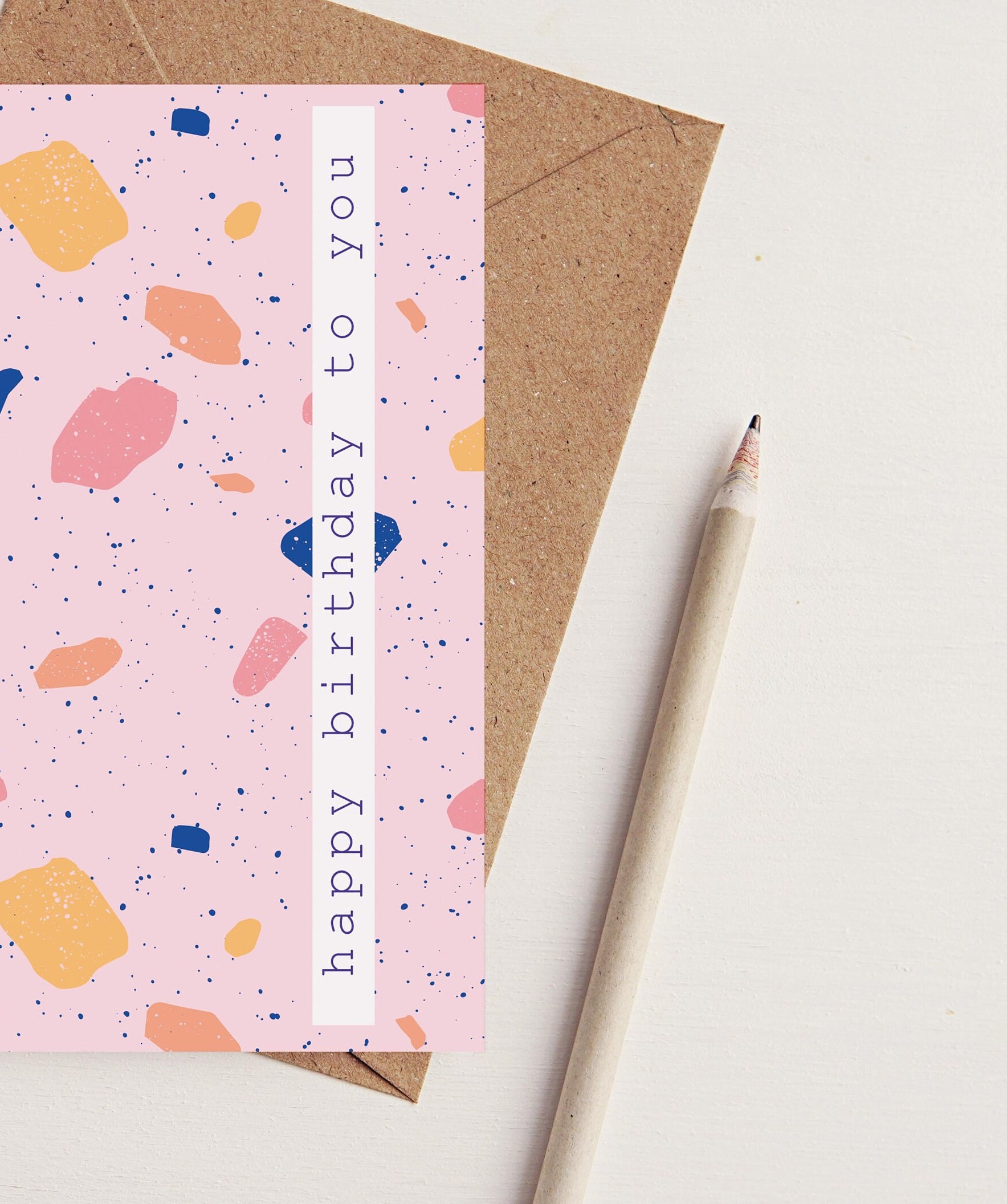 Terrazzo Happy Birthday Card, Modern Birthday Card, Birthday Card for ...