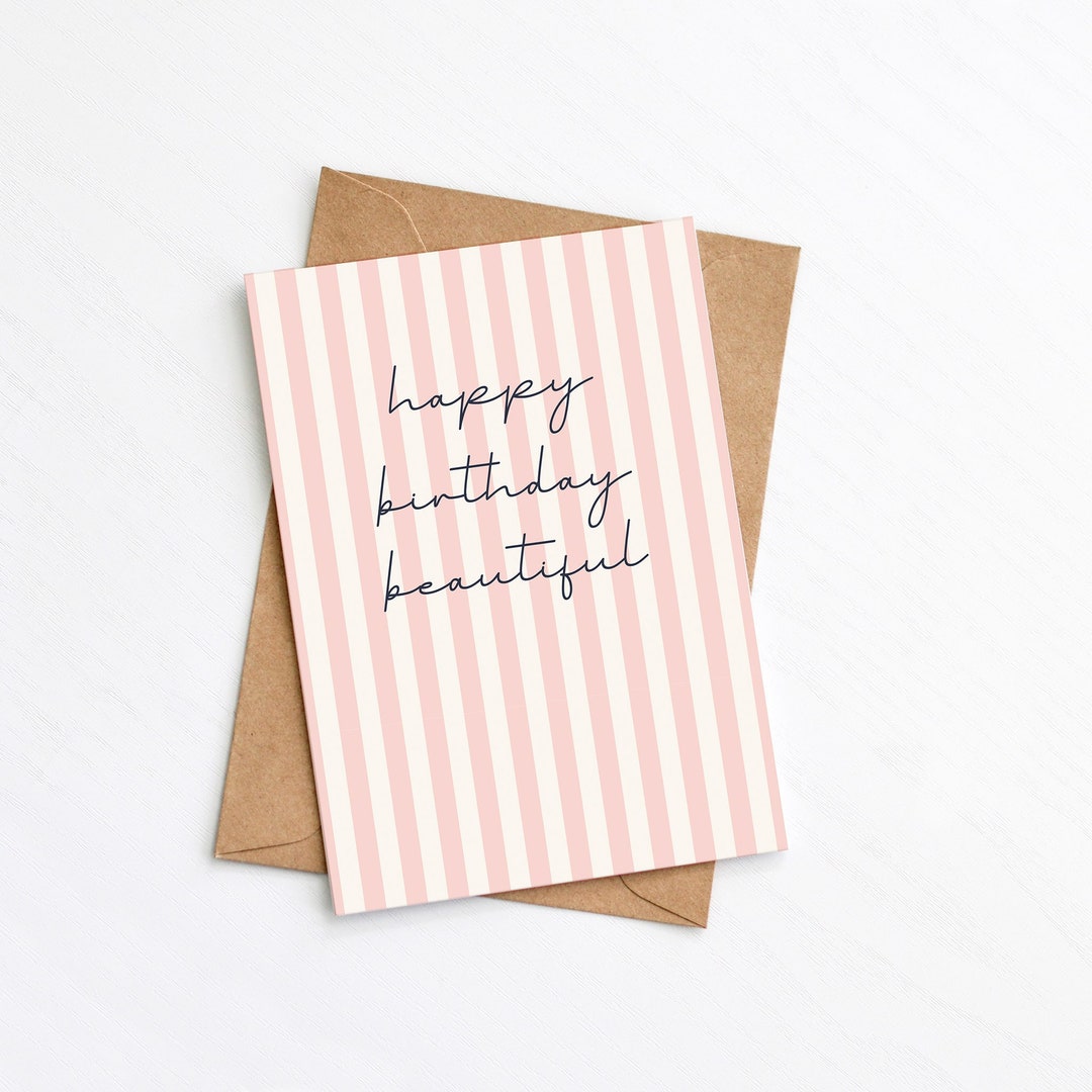 Happy Birthday Beautiful, Birthday Card, Card for Her, Greeting Card ...