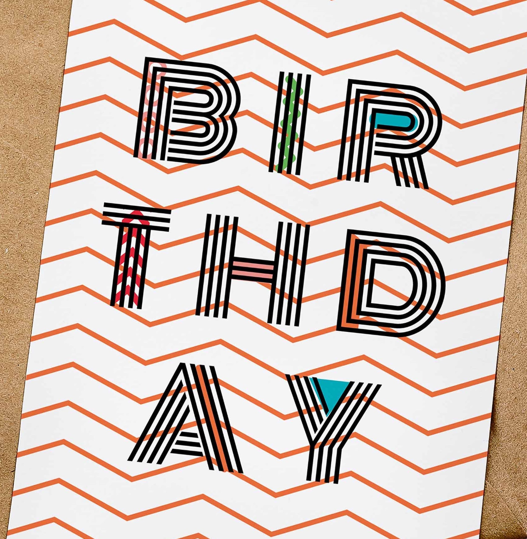 Zig Zag Birthday Card, Friend Birthday Card, Modern, Plastic Free, Send ...