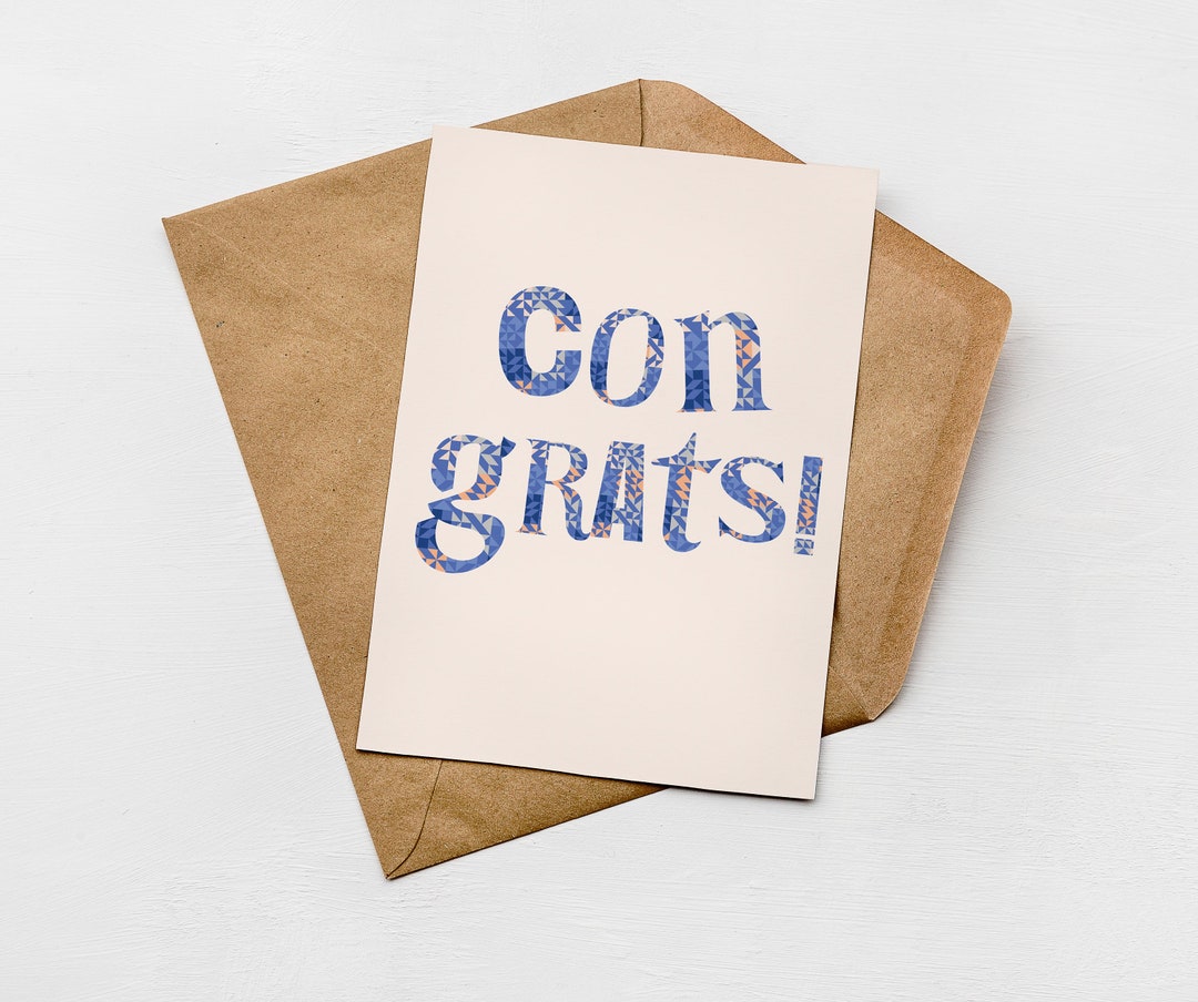 Congrats Card: Geometric Pattern, Eco-friendly Congratulations - Etsy