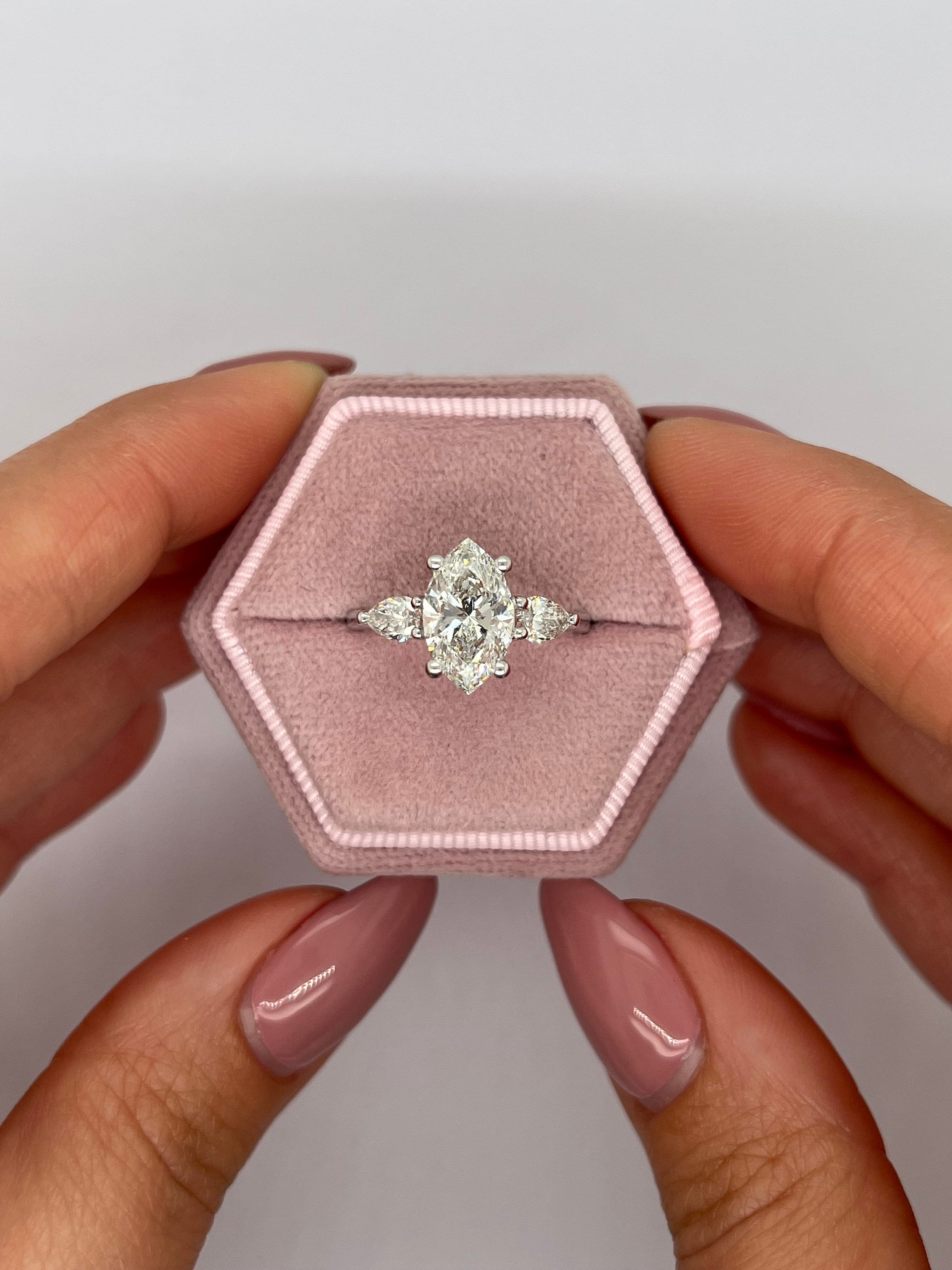 2.5 Carat F/VS1 IGI Certified Marquise Cut Three Stone Lab - Etsy