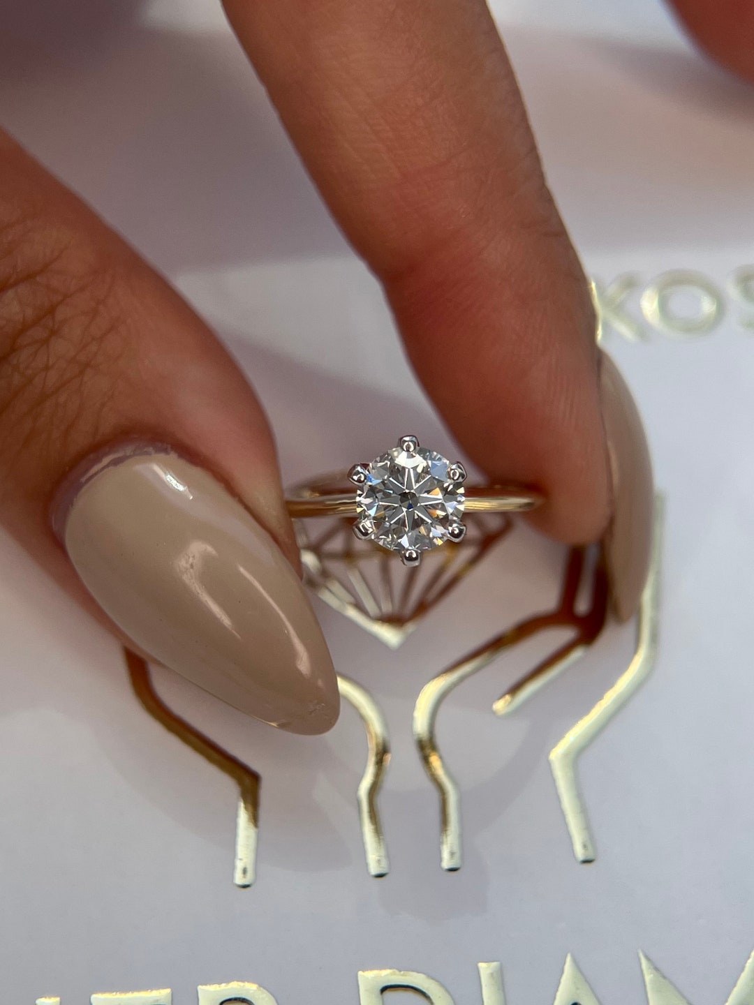 Two-tone 14k Gold .90 Carat IGI CERTIFIED D Color VVS2 Clarity Round ...