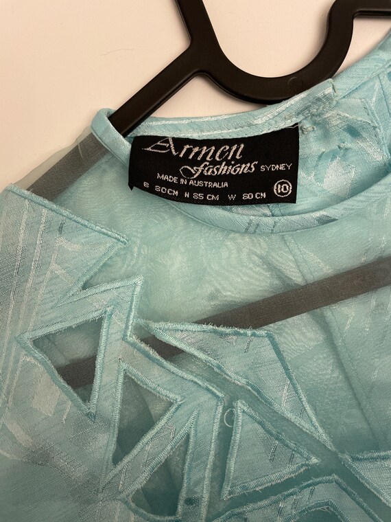 Vintage Peplum Blouse Mint Blue Top Back Button Closu… - Gem