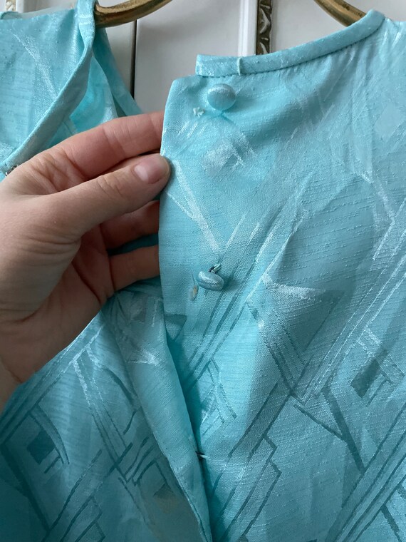 Vintage Peplum Blouse Mint Blue Top Back Button Closu… - Gem