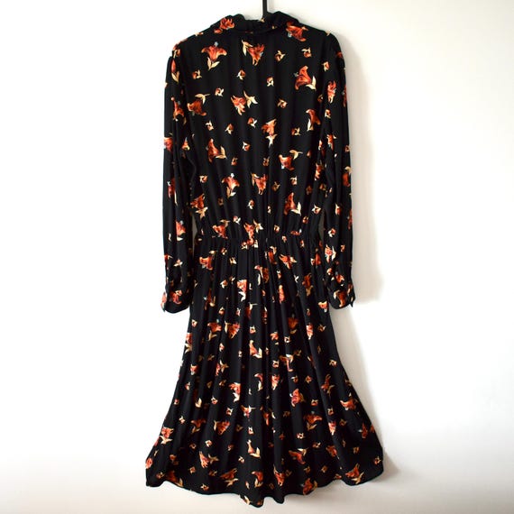 1980s Vintage Dark Floral Mandy Marsh Viscose Dress, … - Gem