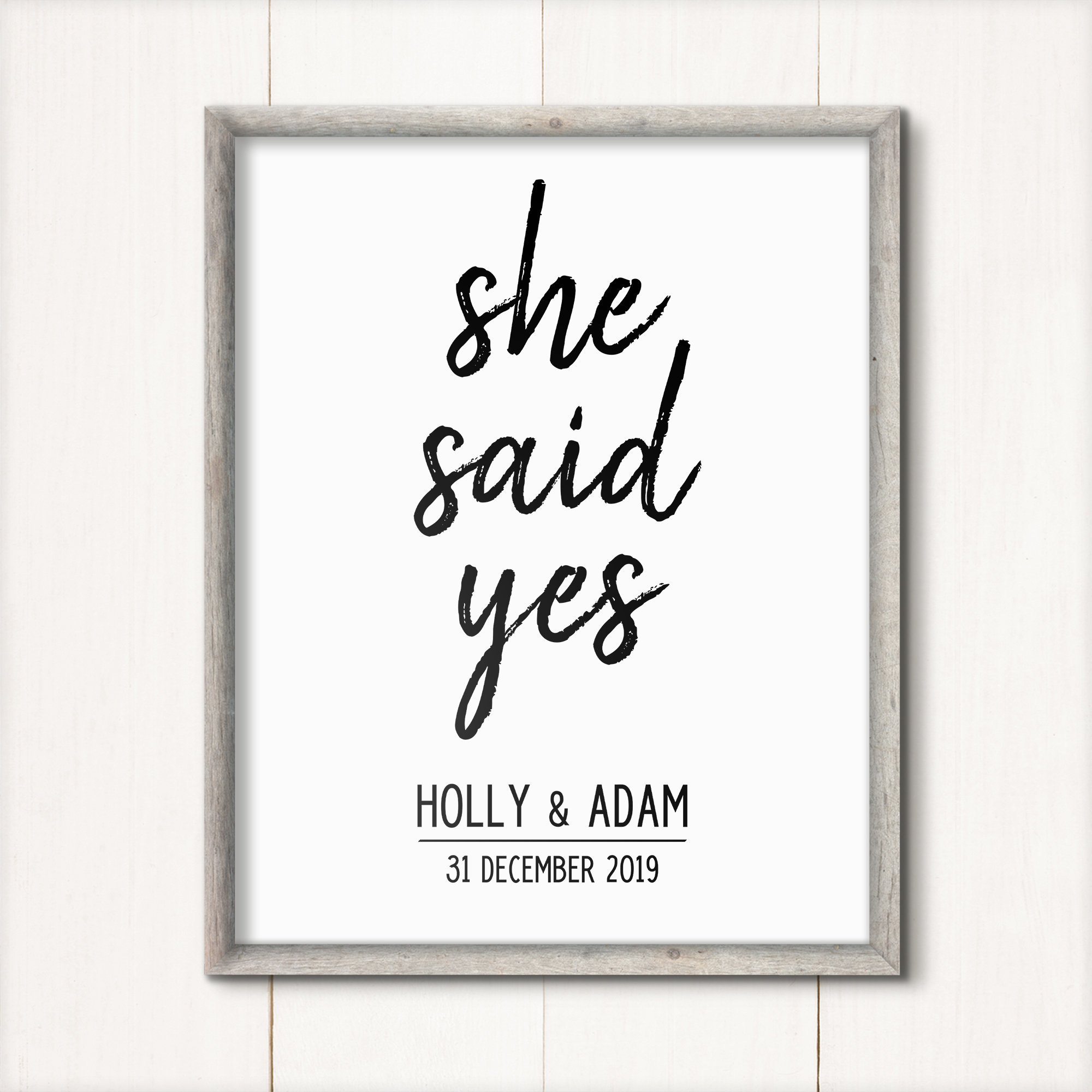 She Said Yes Engagement Print Personalised Engagement Gift - Etsy UK