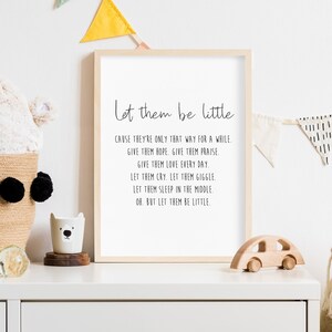 Let Them Be Little Wall Poem Wall Print, Oh Let Them Be Little, Nursery ...