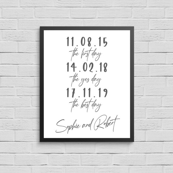 The First Yes and Best Day Print Personalised Wedding Print | Etsy