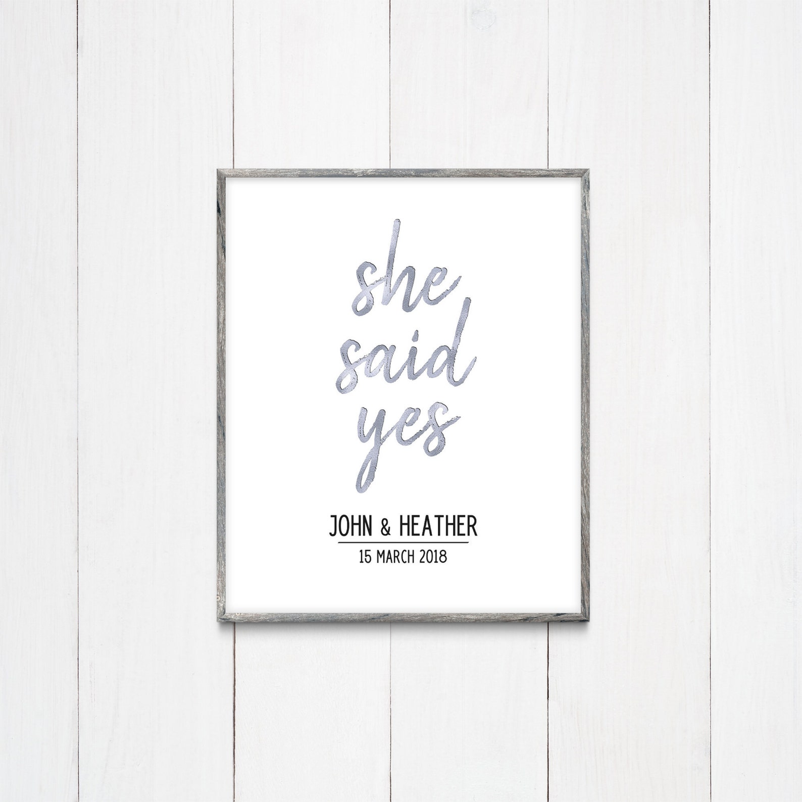 She Said Yes Engagement Print Personalised Engagement Gift | Etsy UK
