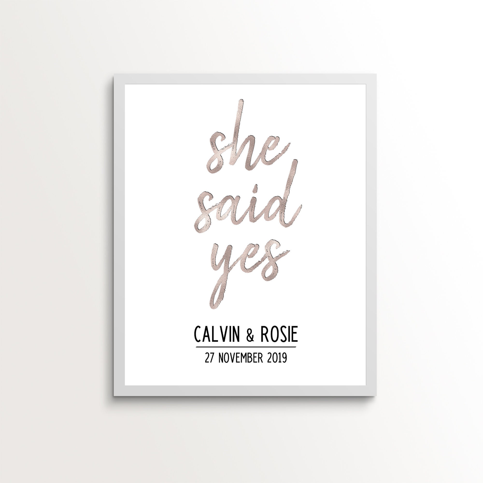 She Said Yes Engagement Print Personalised Engagement Gift - Etsy UK