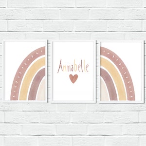Rainbow Heart Girls Bedroom Print, Set of 3 Rainbow Pastel Prints ...