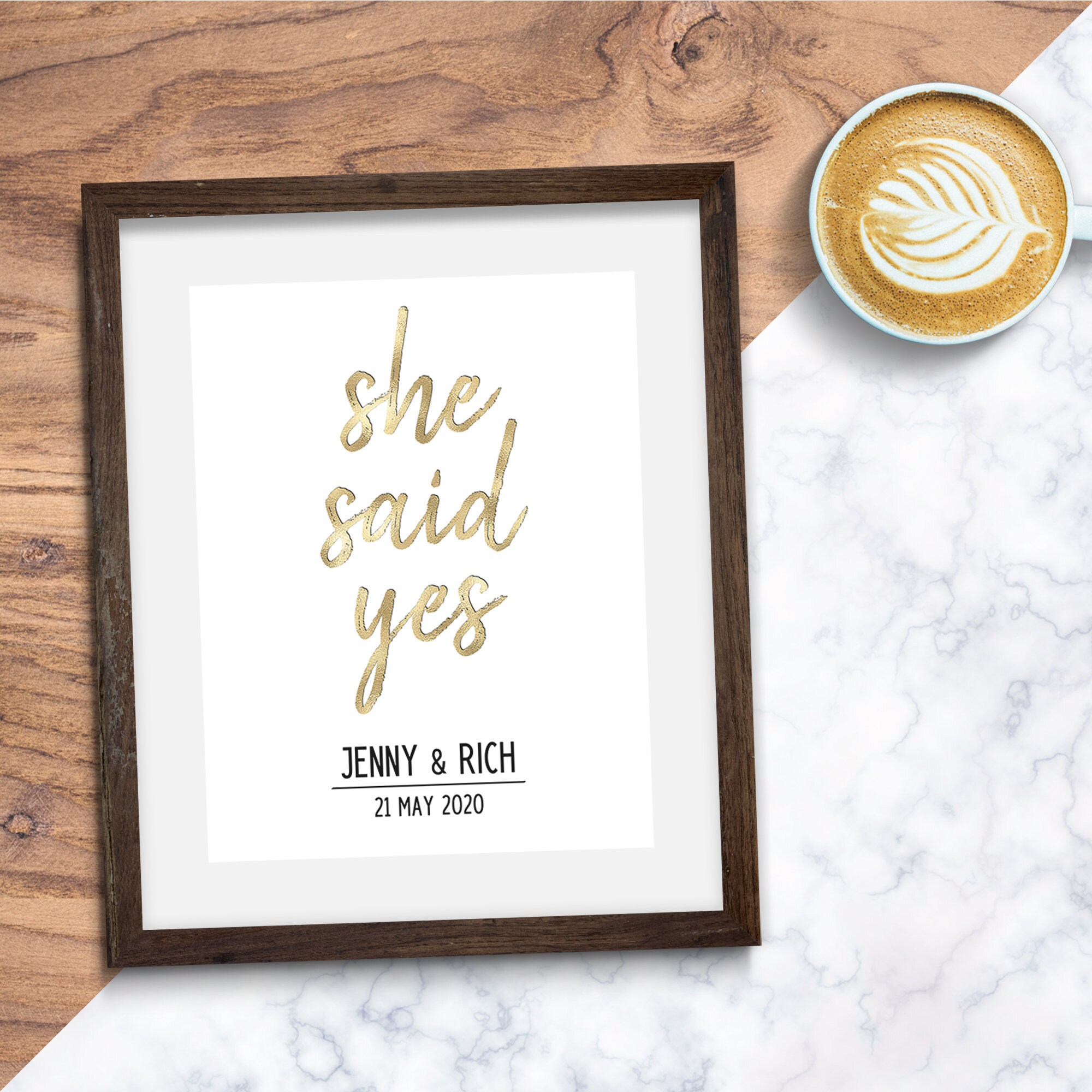 She Said Yes Engagement Print Personalised Engagement Gift - Etsy UK