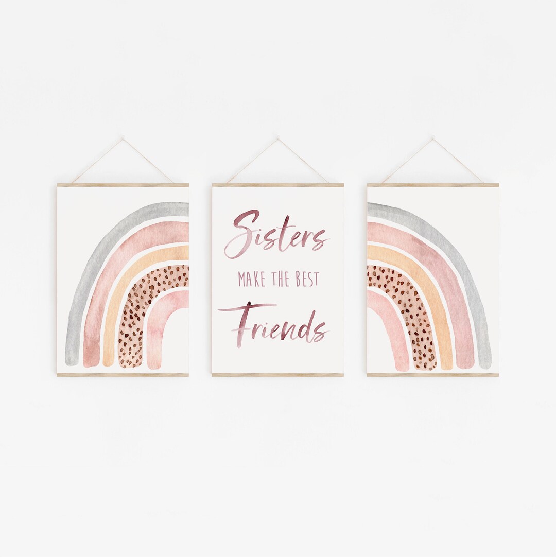Rainbow Sisters Watercolor Print Set: Girls Bedroom Wall Decor - Etsy UK