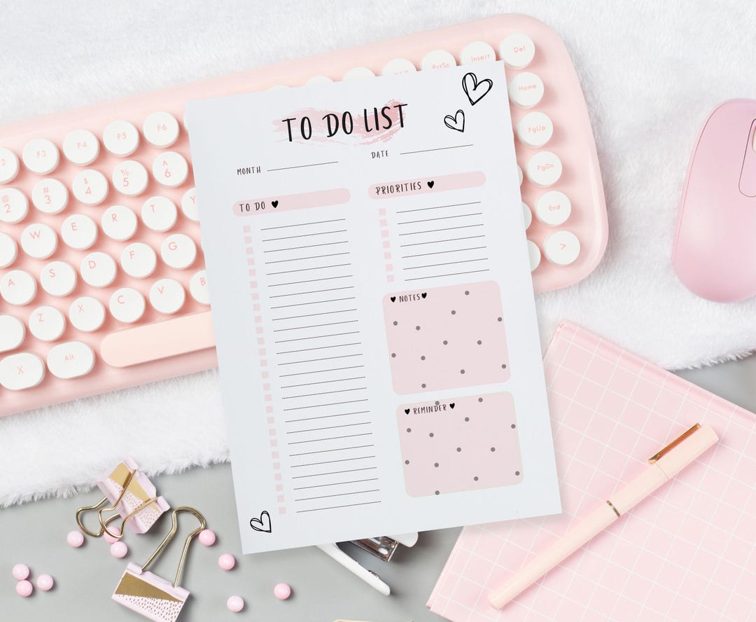 Cute Pink to Do List,task List,homework/project List,daily Task ...