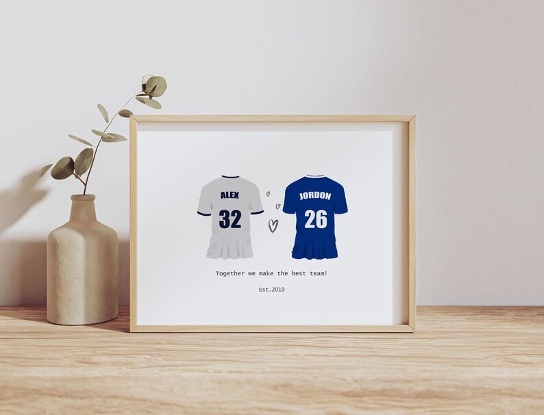 Football Shirt Couple Print With Names & Year.perfect Wedding ...