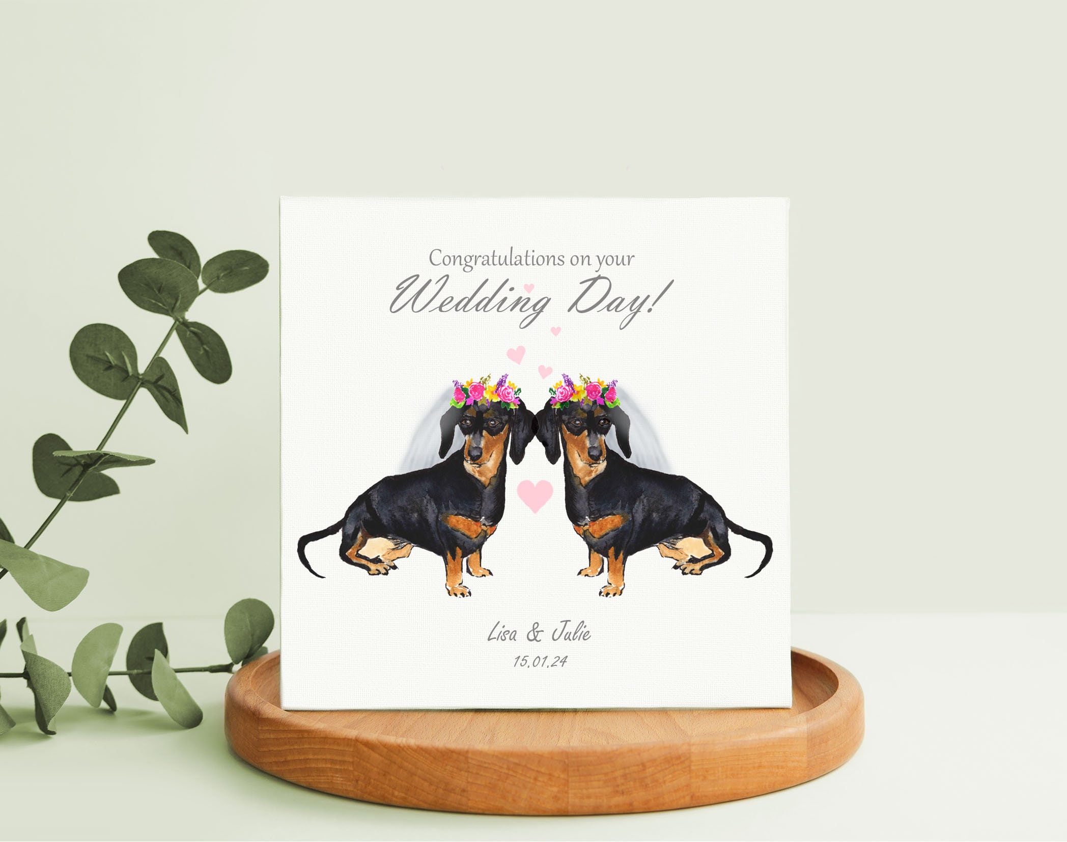 Personalised Wedding Day Card With Dachshund Dogs With Names - Etsy
