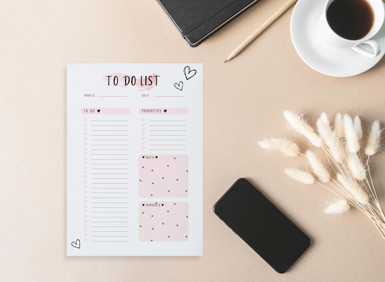 Cute Pink to Do List,task List,homework/project List,daily Task ...