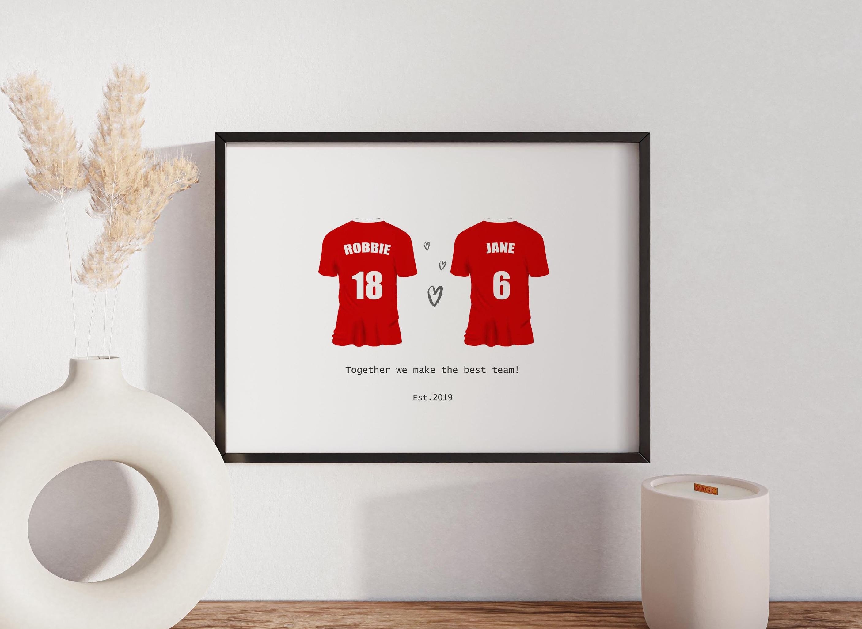 Football Shirt Couple Print With Names & Year.perfect Wedding ...