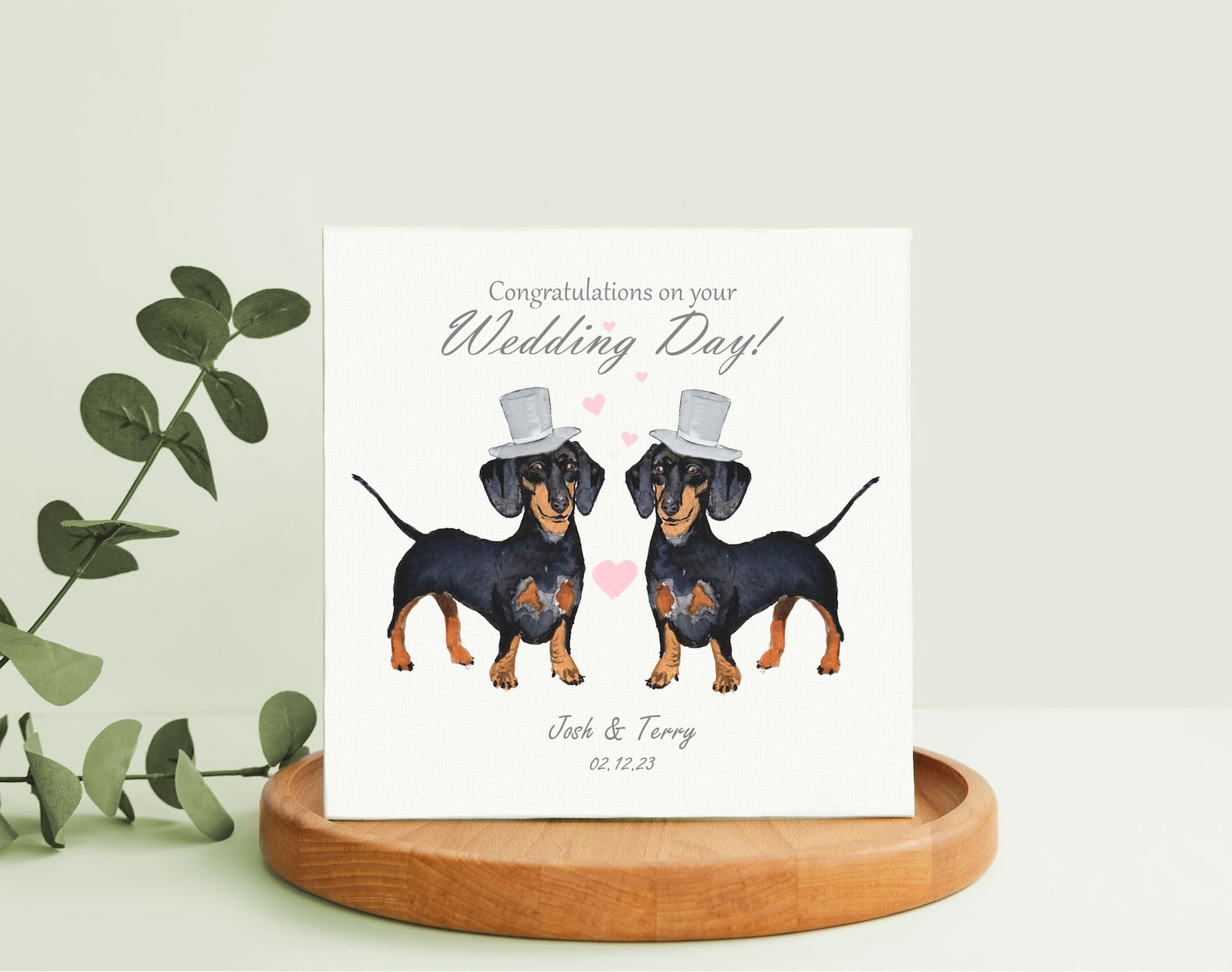 Personalised Wedding Day Card With Dachshund Dogs With Names - Etsy