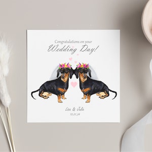 Personalised Wedding Day Card With Dachshund Dogs With Names - Etsy