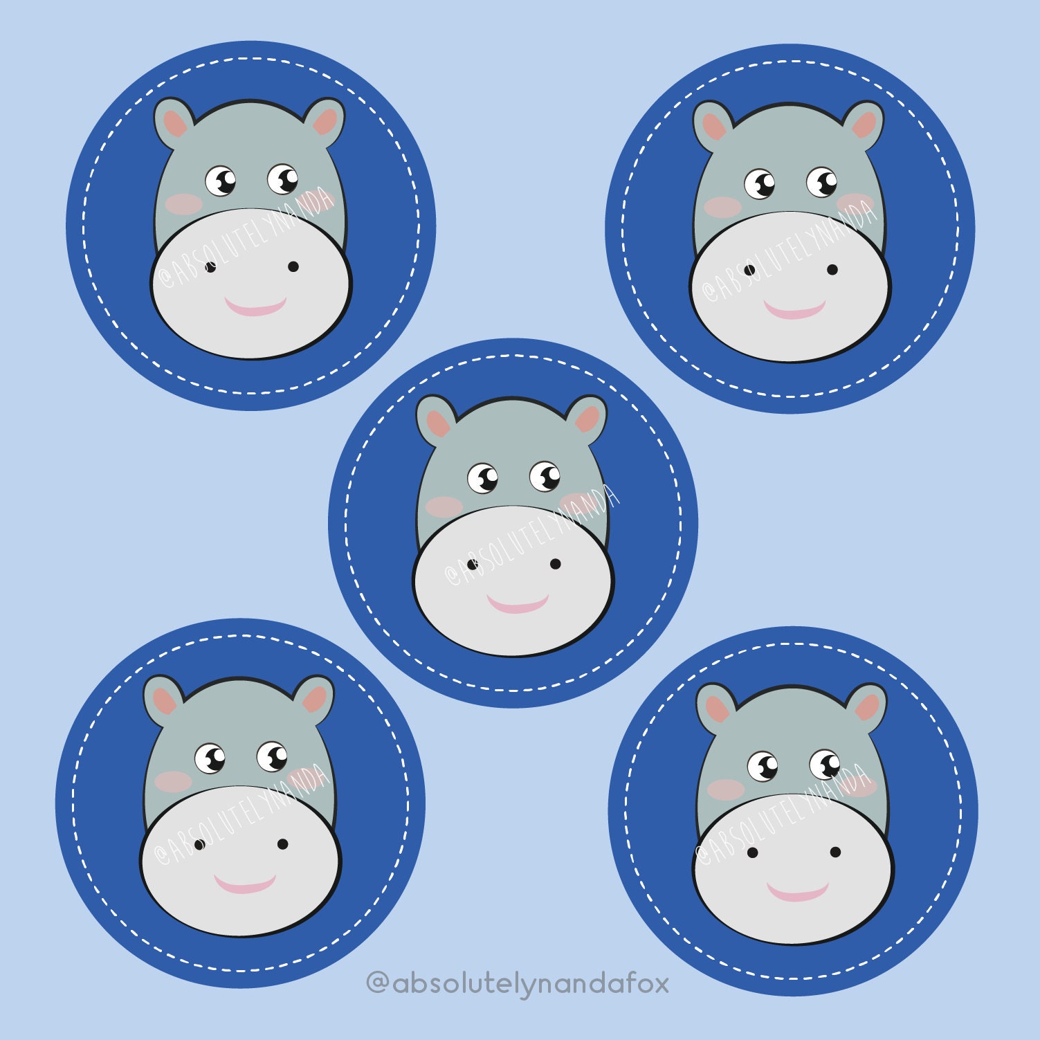 Digital Hippo Party Tags/ Labels and Stickers Hippo Party - Etsy