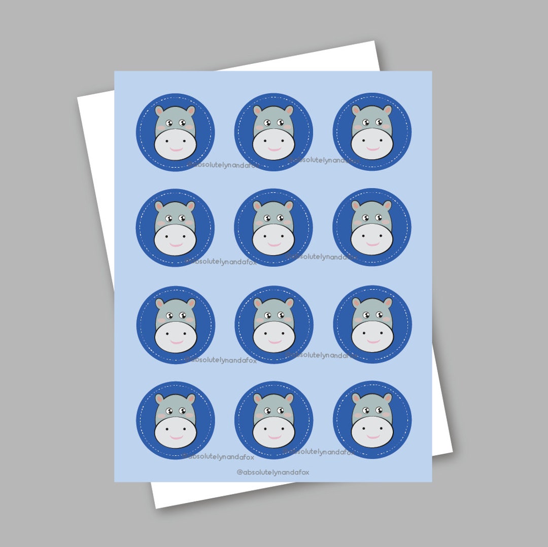 Digital Hippo Party Tags/ Labels and Stickers Hippo Party - Etsy