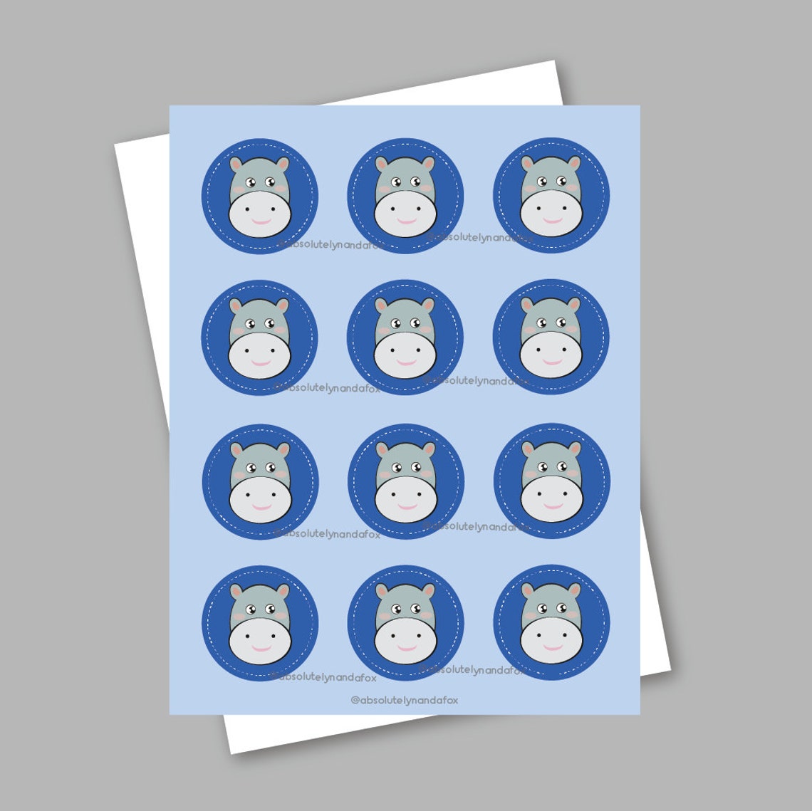 Digital Hippo Party Tags/ Labels and Stickers Hippo Party - Etsy