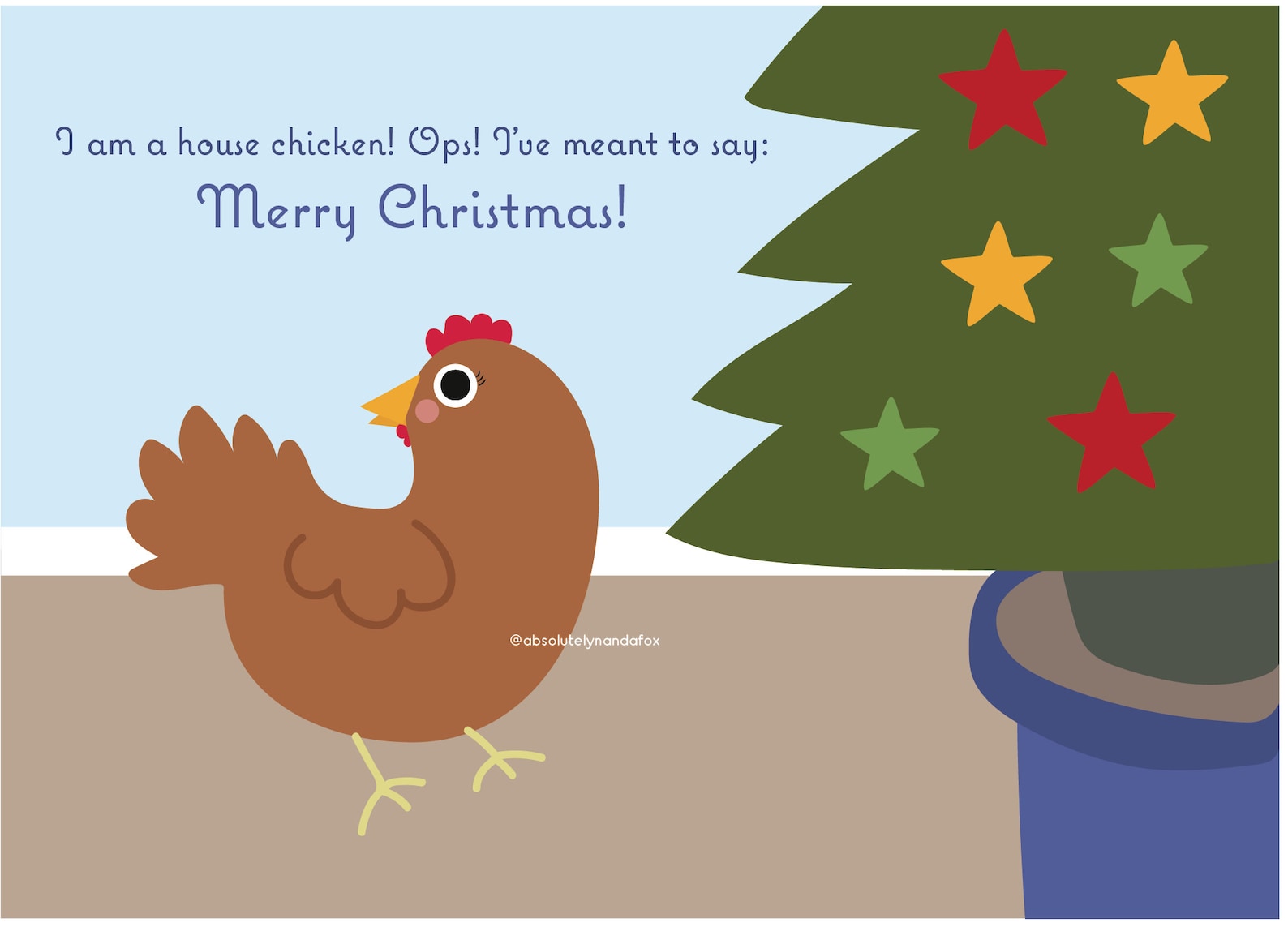 Chicken Christmas Card (digital Art Only - Downloadable) No Prints. You ...
