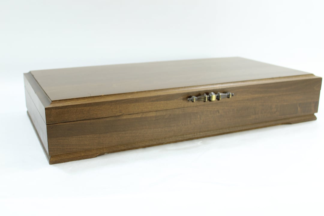 Flatware Chest, Silverware Storage Case, Walnut Vaneer Silverware Box ...