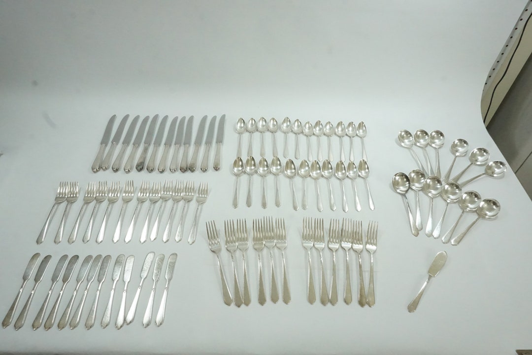 Holmes & Edward Inlaid IS Silverplate Flatware Set, 84 Pcs, 1935 Guest ...