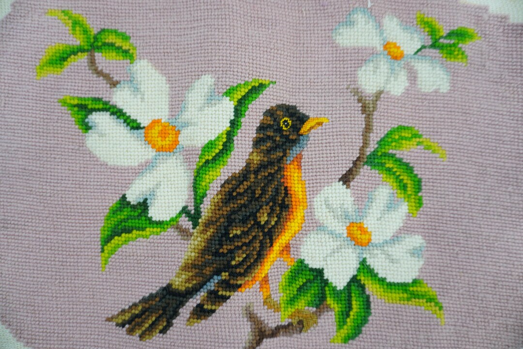 Completed Needlepoint, Bird Needlepoint, Completed Canvas for Up ...
