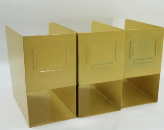 Vintage Gaylord Metal File Magazine Holders, 3 Mustard Yellow Library ...