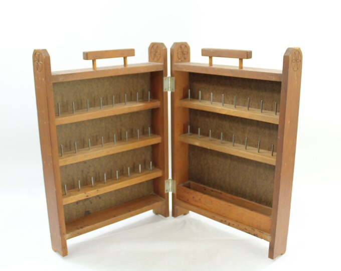 Wood SEWING Storage Box Tabletop Sewing Box Cabinet Thread Notion ...