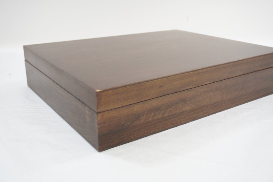 Flatware Chest, Silverware Box, Storage Cutlery Case, Dark Brown Veneer ...