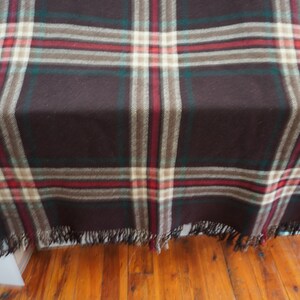 Wool Blanket, 100% Wool Blanket, Vintage Brown Plaid Wool Blanket, Made in England, Monogrammed ...