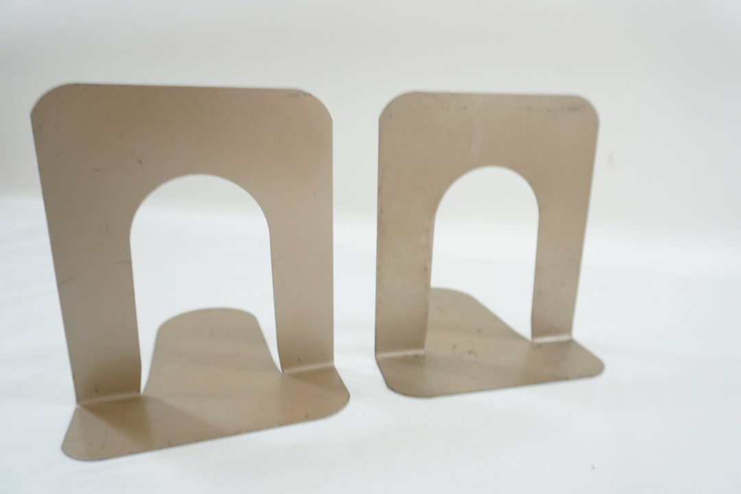 Metal Bookends, Vintage Book Holders, Shelf Decor 2 Light Tan Library ...