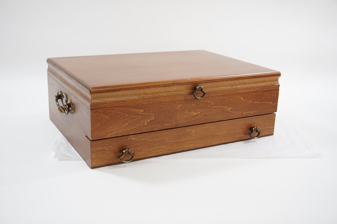 Flatware Chest, Silverware Storage Cutlery Case, Maple Wood Case W ...