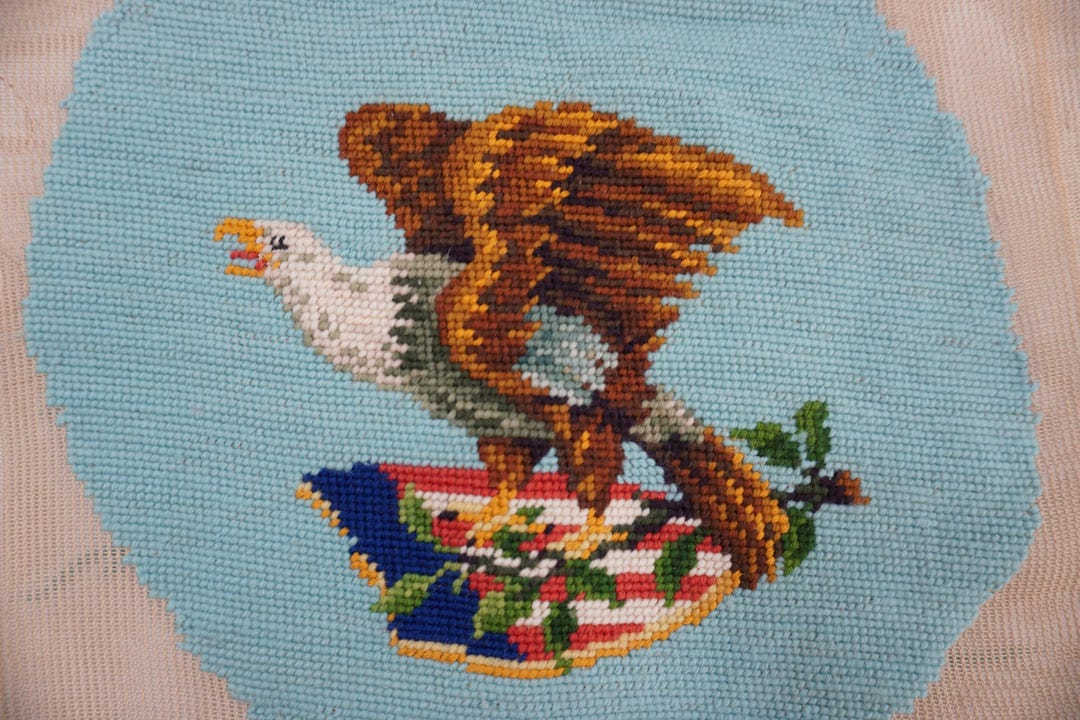 Completed Needlepoint, Handmade Needlepoint Canvas, Bald Eagle, USA ...