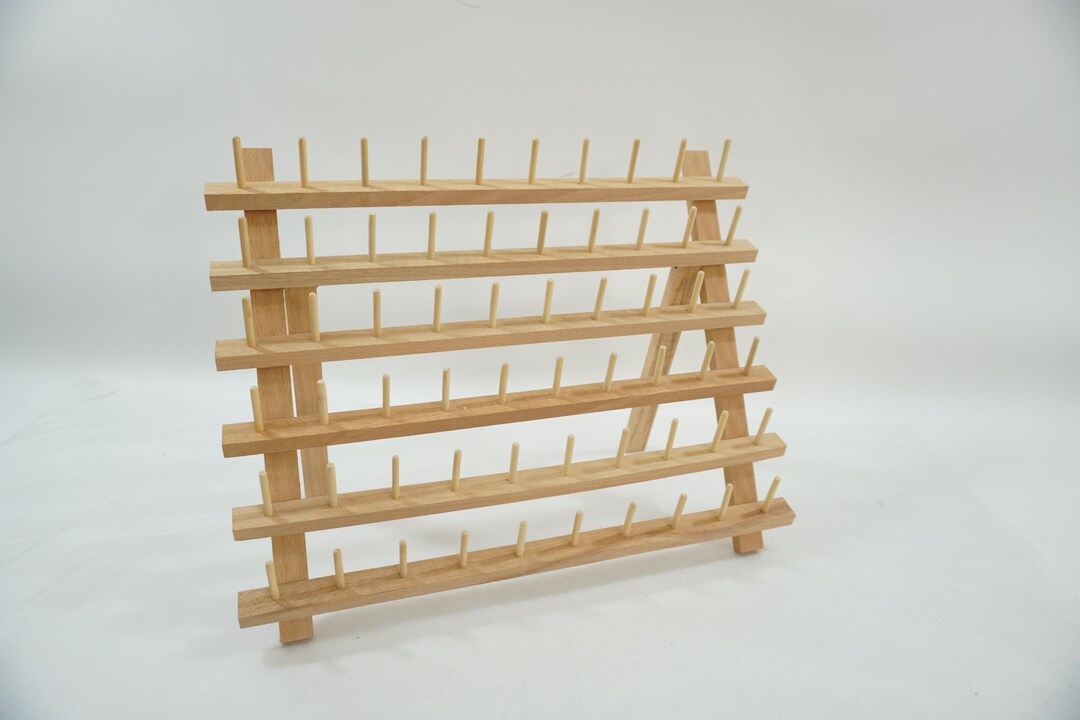 Thread Holder, Wooden Thread Display Rack, 60 Spool Wooden Sewing ...