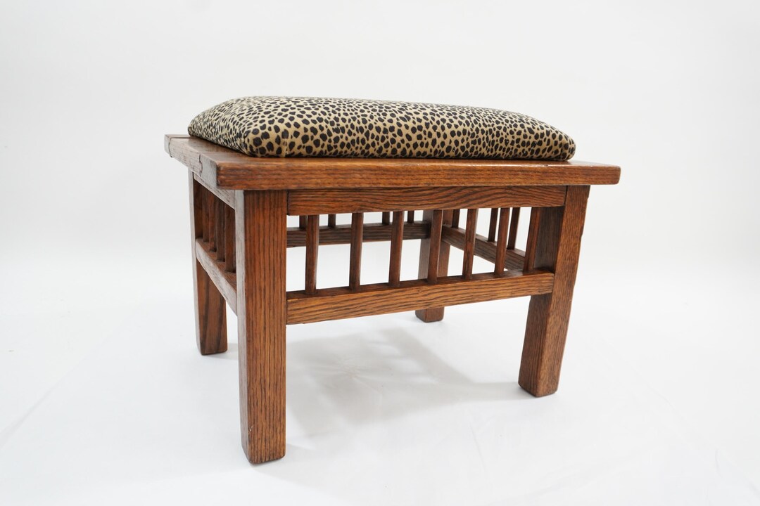 Arts and Crafts Footstool, Antique Wood Footstool, Footrest, Oak ...