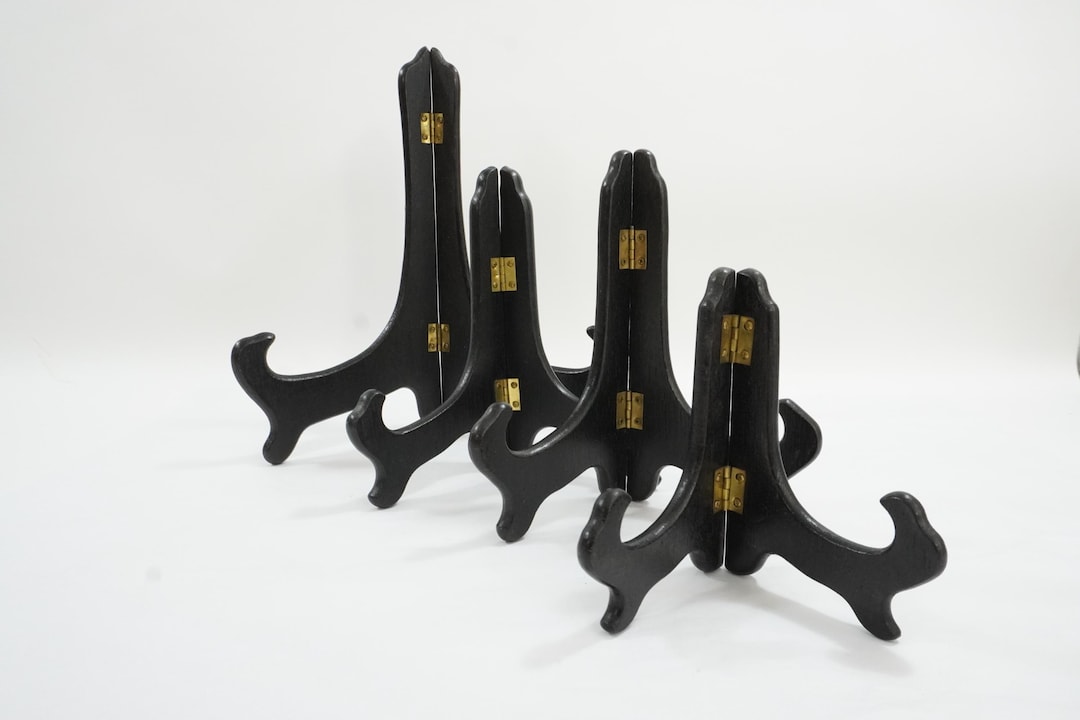 Plate Holders, Decorative Black Plate Stands, 4 Wood Plate Stands ...