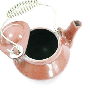 John Wright Cast Iron Teapot, Brown Enamel, Coil Handle, Swivel Lid ...