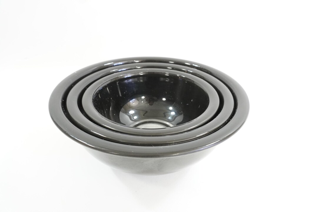 Pyrex Mixing Bowls, Black and Clear Nesting Bowls, Set of 3 Black Pyrex ...