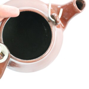 John Wright Cast Iron Teapot, Brown Enamel, Coil Handle, Swivel Lid ...