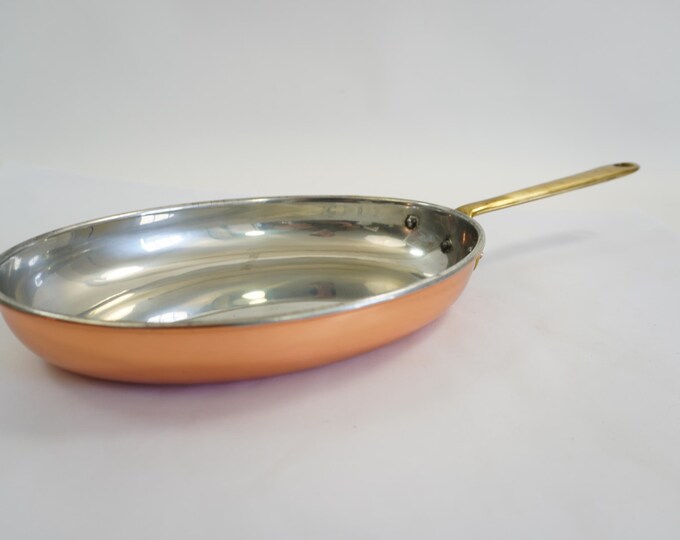 Copral Portugal Copper Fish Pan, Oval Copper Saute Pan, Saute Copper ...