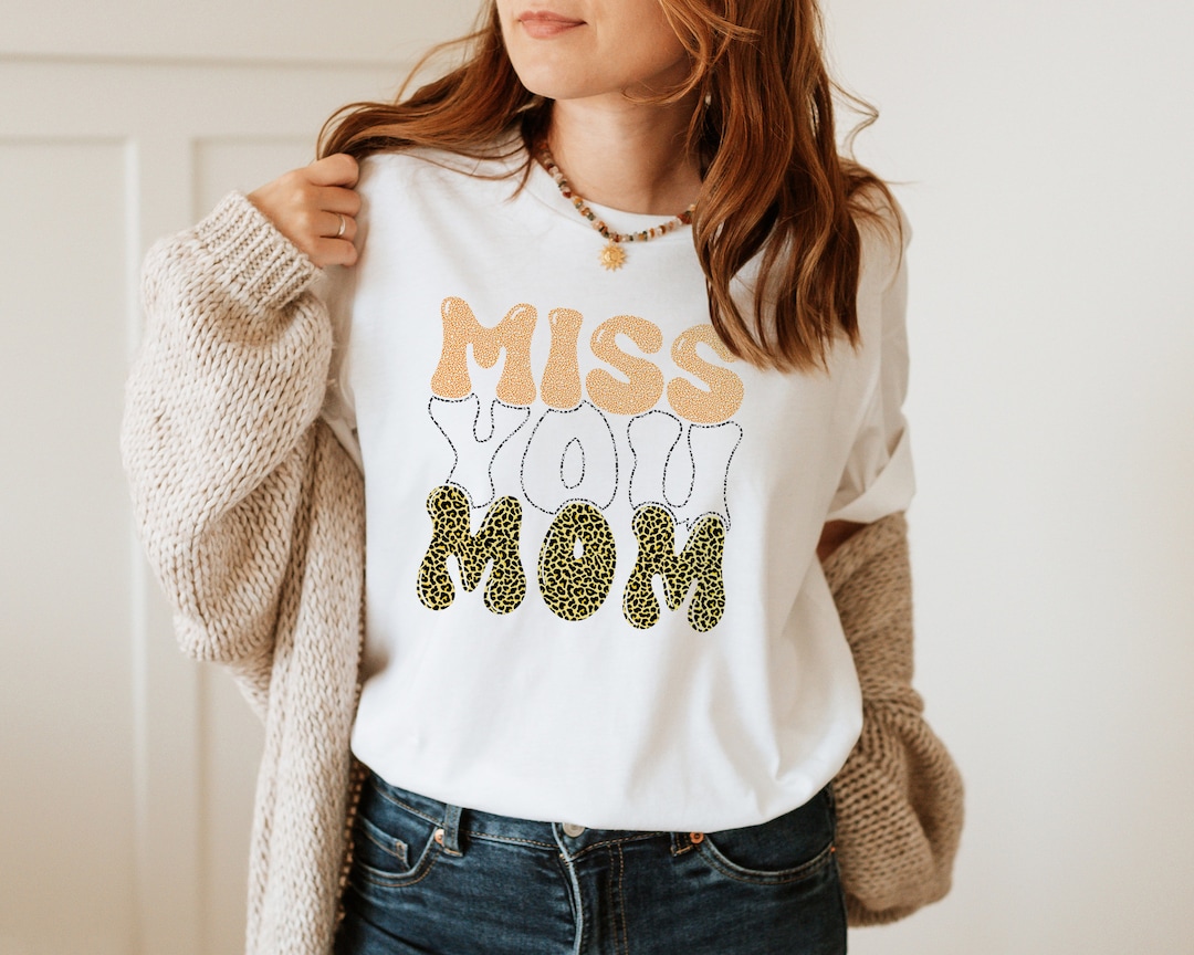 Miss You Mom Gold and Leopard Letter Print Design for Women Unisex Tees ...